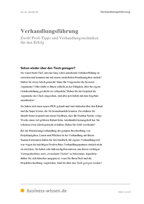 Verhandlungsführung – Management-Handbuch – business-wissen.de Verhandlungsführung – Management-Handbuch – business-wissen.de