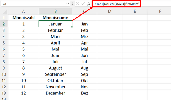 Excel-Tipp: Monatsname in Monatszahl umwandeln – und umgekehrt