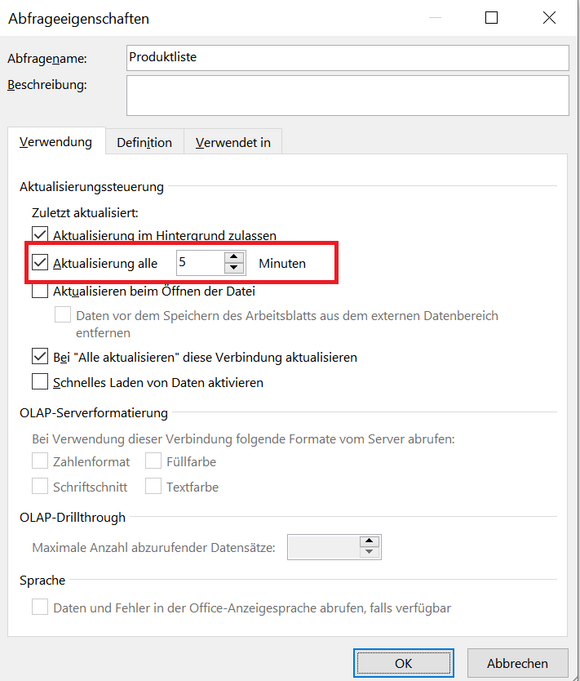Excel: Power-Query-Abfrage automatisch aktualisieren