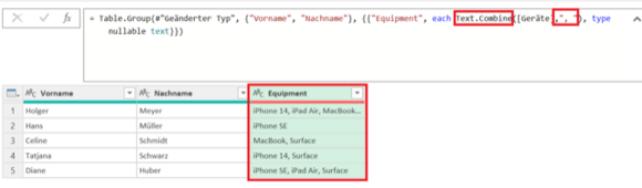 EXCEL: Listeneinträge in Zelle einfügen (Power Query)