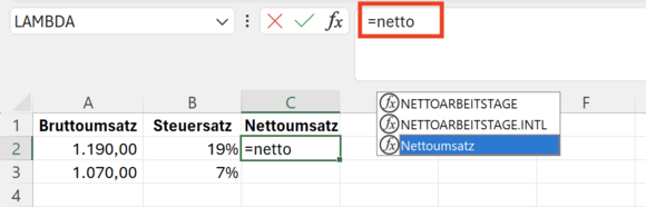 Mit LAMBDA() eigene Funktionen in Excel erstellen