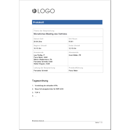 Protokollführung – Anleitung mit Vorlagen