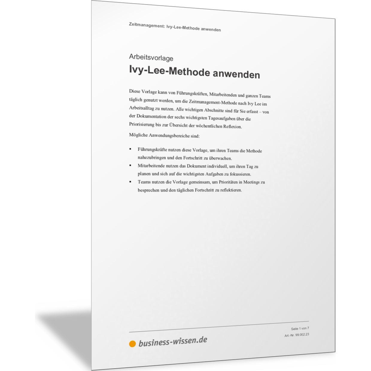 Ivy-Lee-Methode anwenden – Vorlage