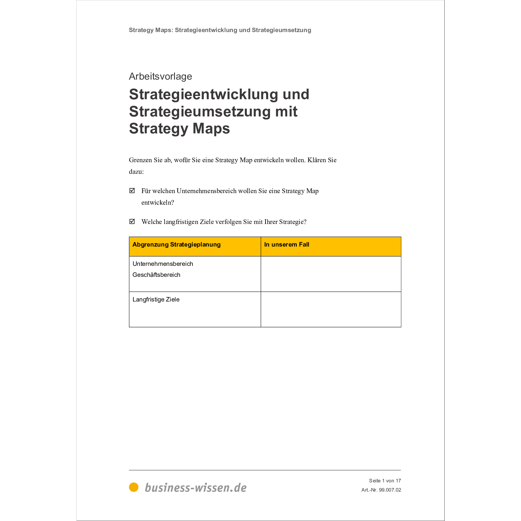 Strategy Maps entwickeln – Anleitung mit Vorlagen