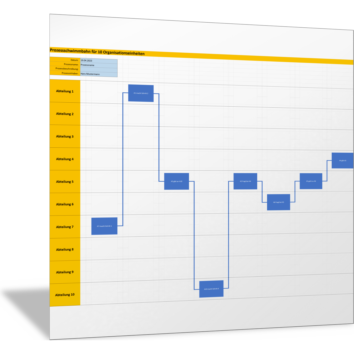 Excel-Vorlage für Swimlane-Diagramme zur Prozessvisualisierung – Vorlage