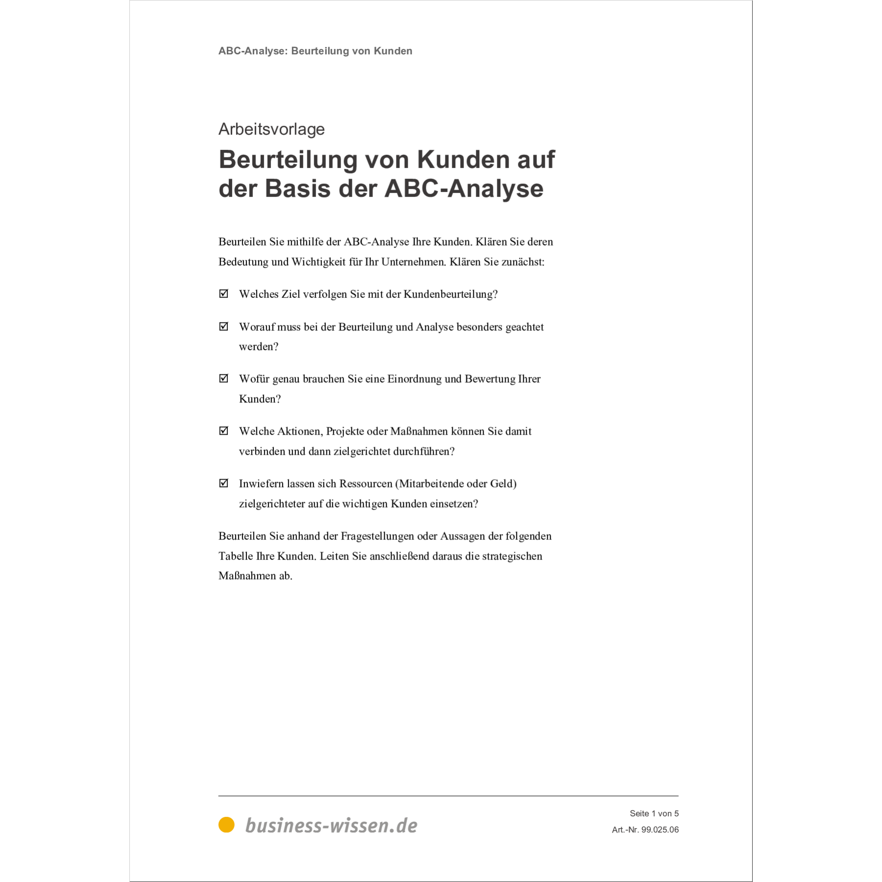 ABC-Analyse – Anleitung mit Vorlagen