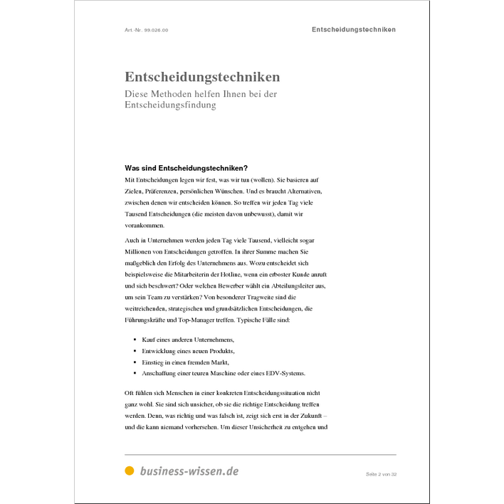 Entscheidungsfindung – Anleitung mit Vorlagen