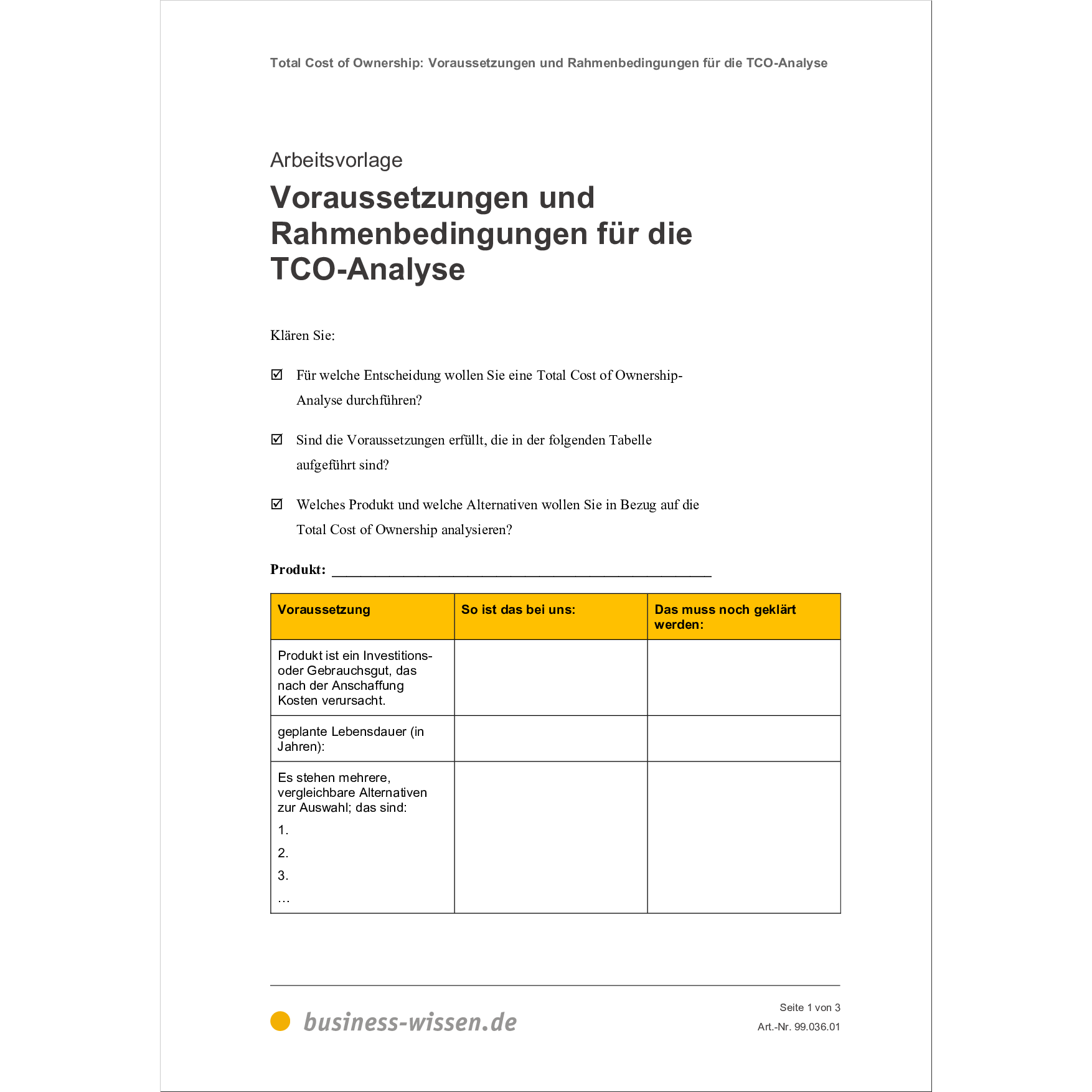 Total Cost of Ownership (TCO) – Anleitung mit Vorlagen