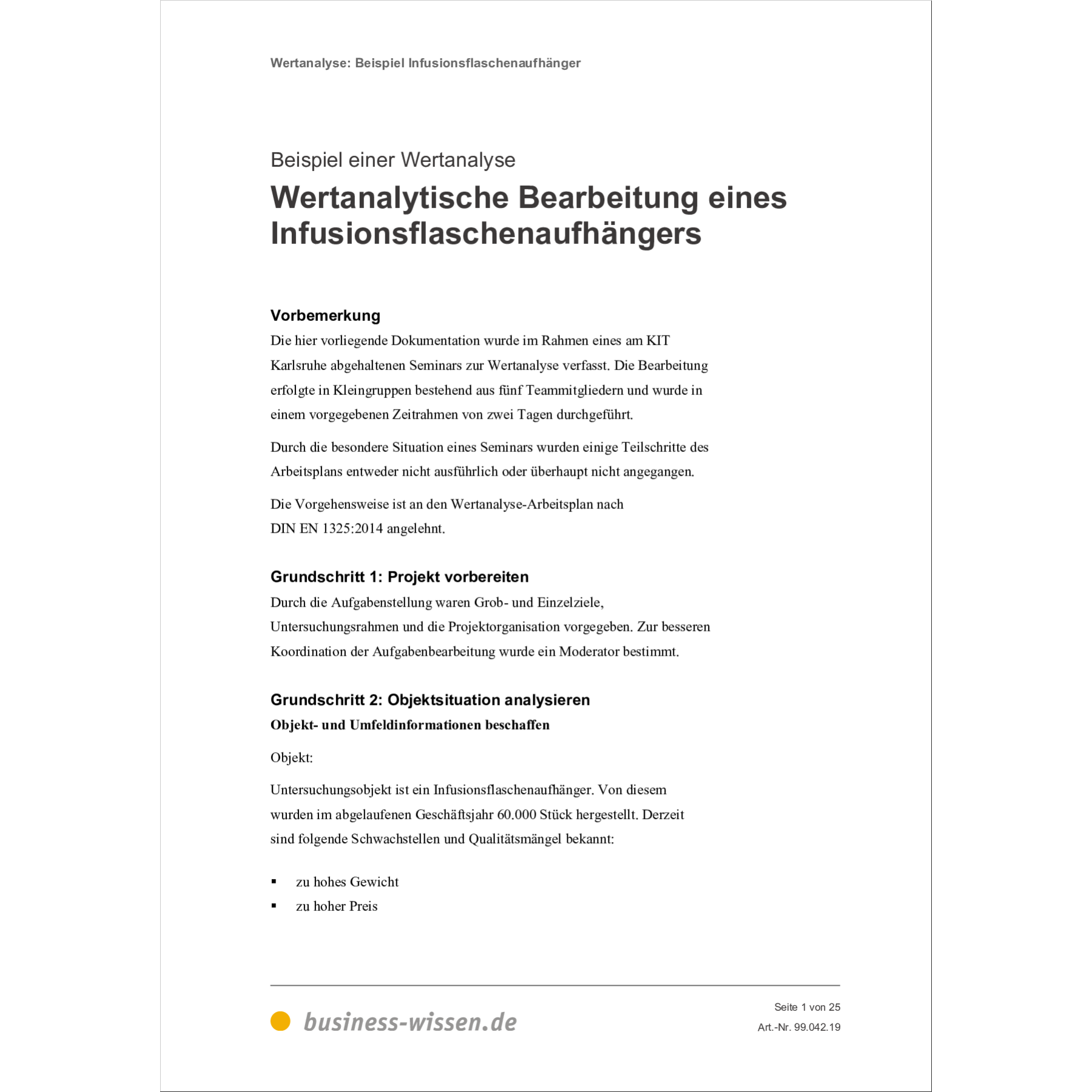 Wertanalyse – Anleitung mit Vorlagen