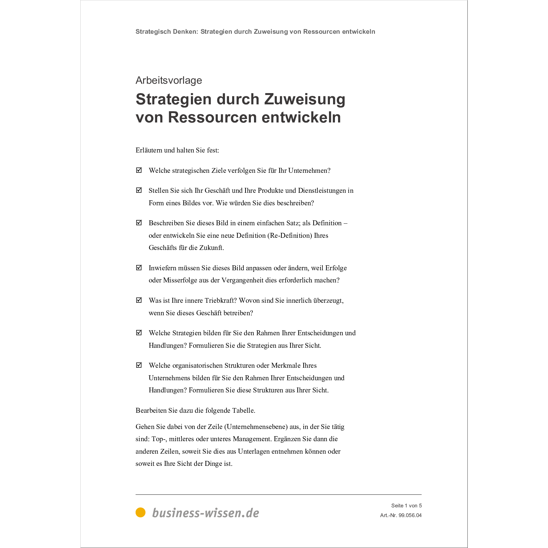 Strategisch denken – Anleitung mit Vorlagen