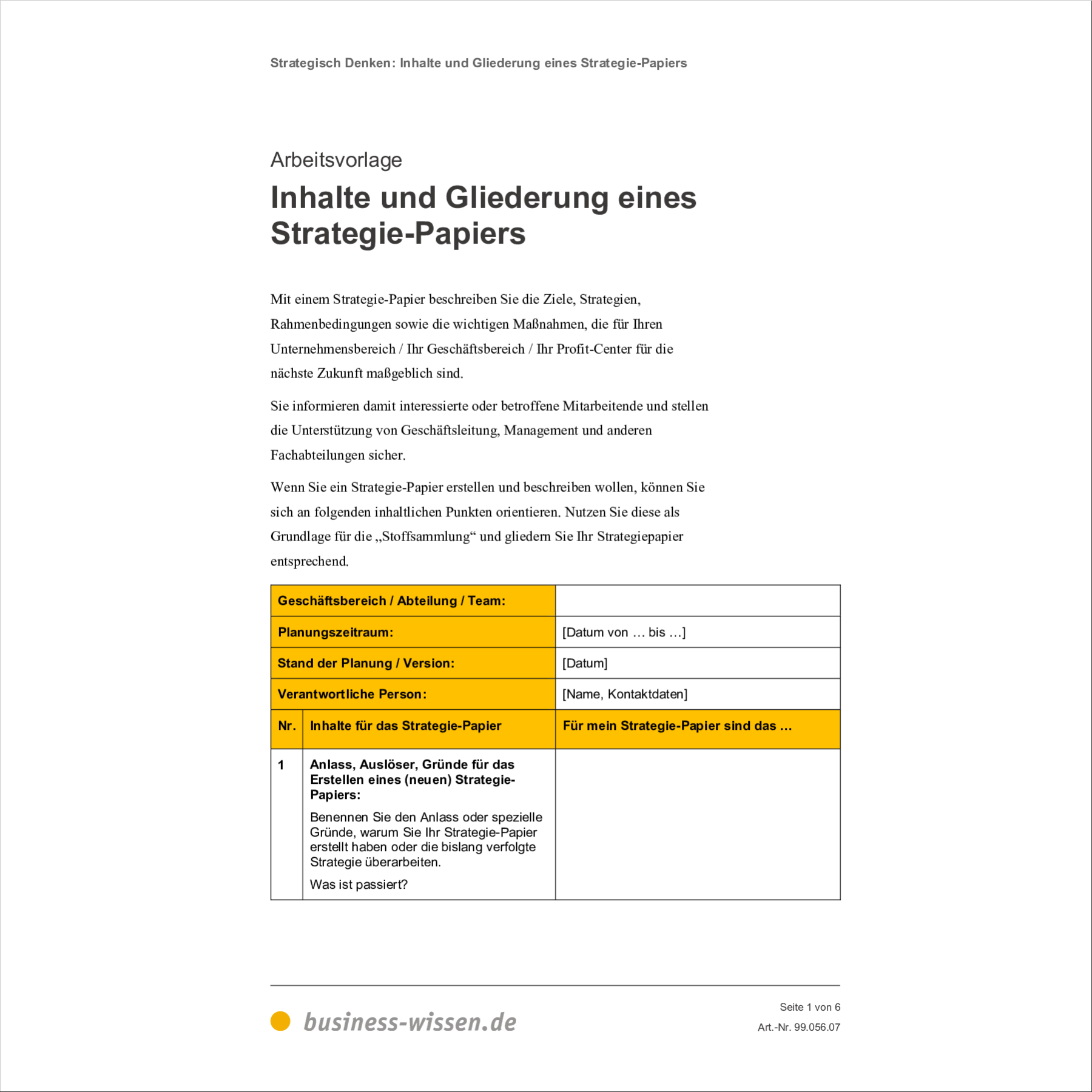 Strategisch denken – Anleitung mit Vorlagen