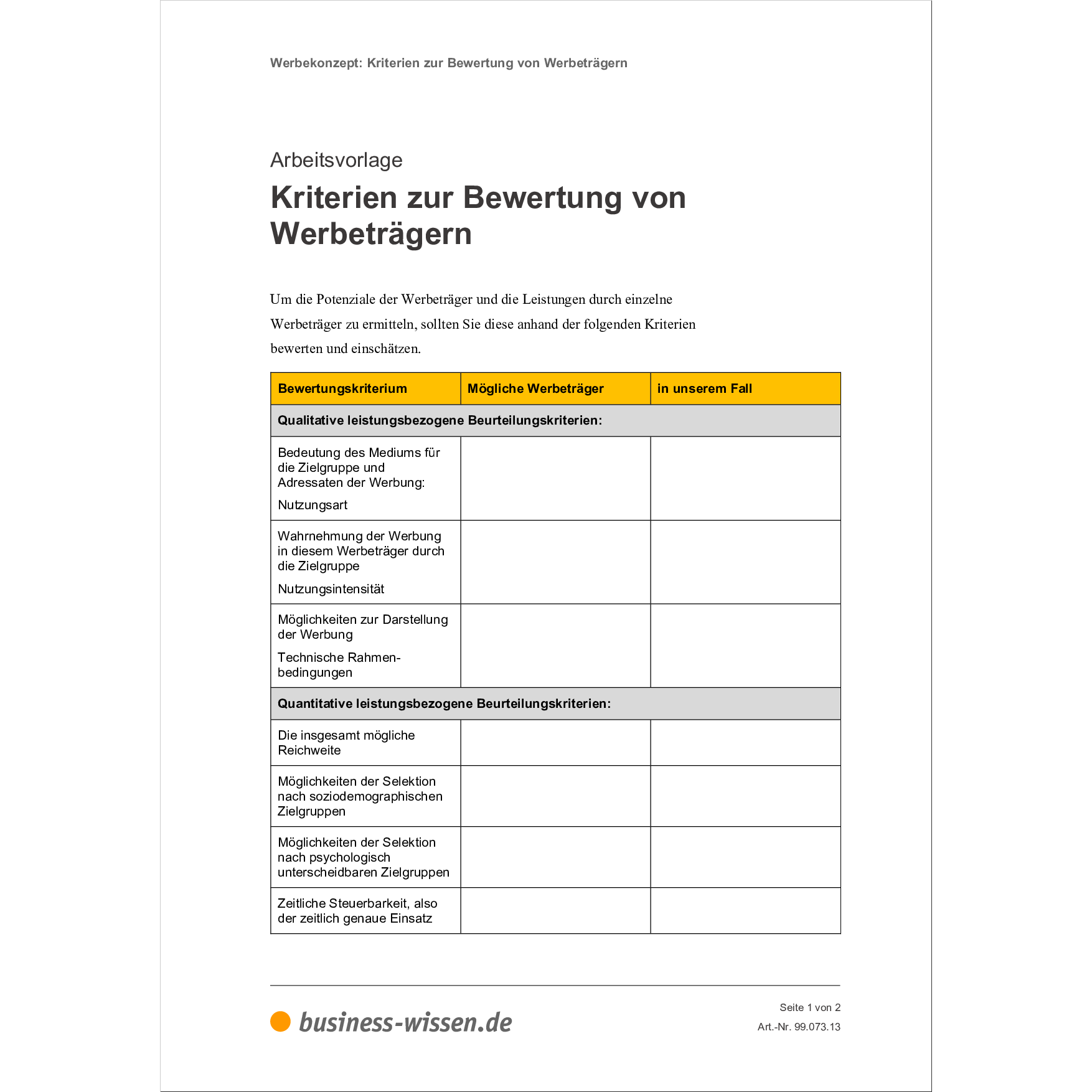 Werbekonzept erstellen – Anleitung mit Vorlagen