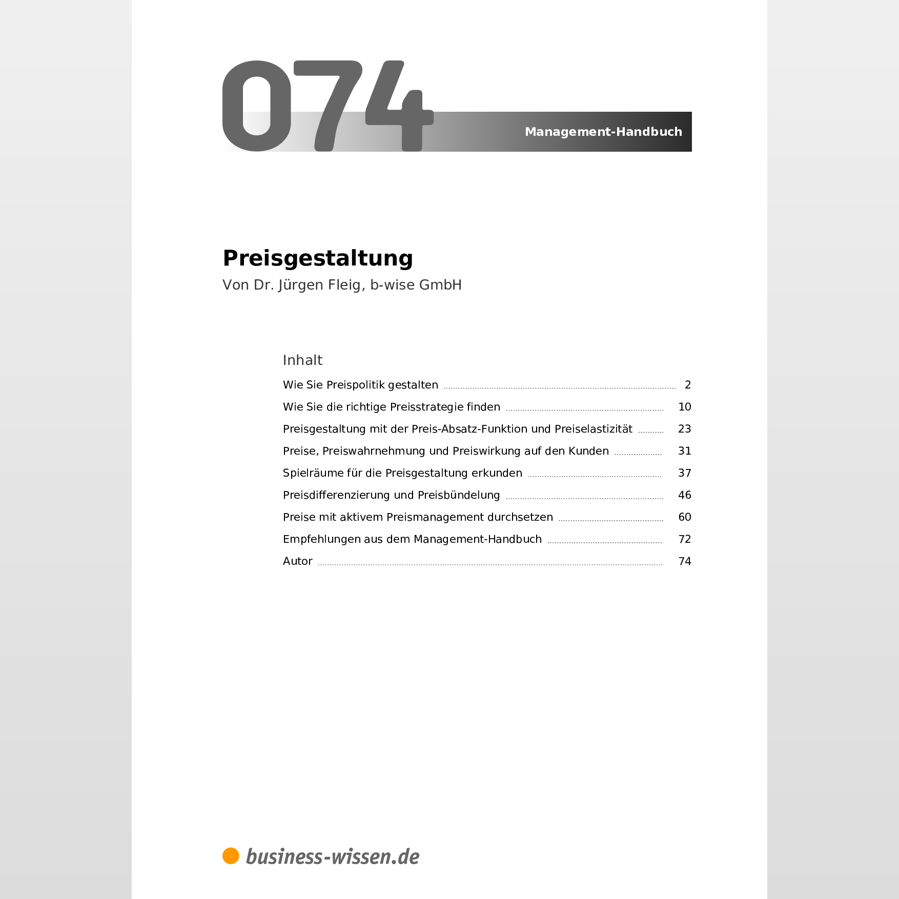 Preisgestaltung – Anleitung mit Vorlagen