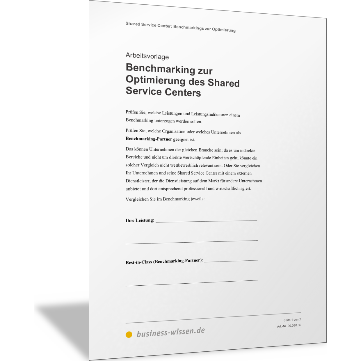 Benchmarking zur Optimierung des Shared Service Centers – Vorlage