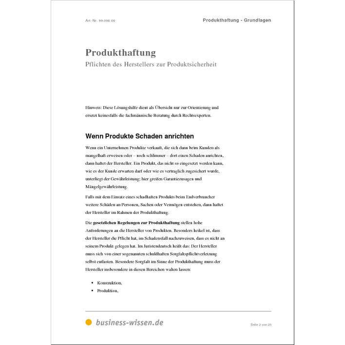 Produkthaftung und Produktsicherheit – Anleitung mit Vorlagen