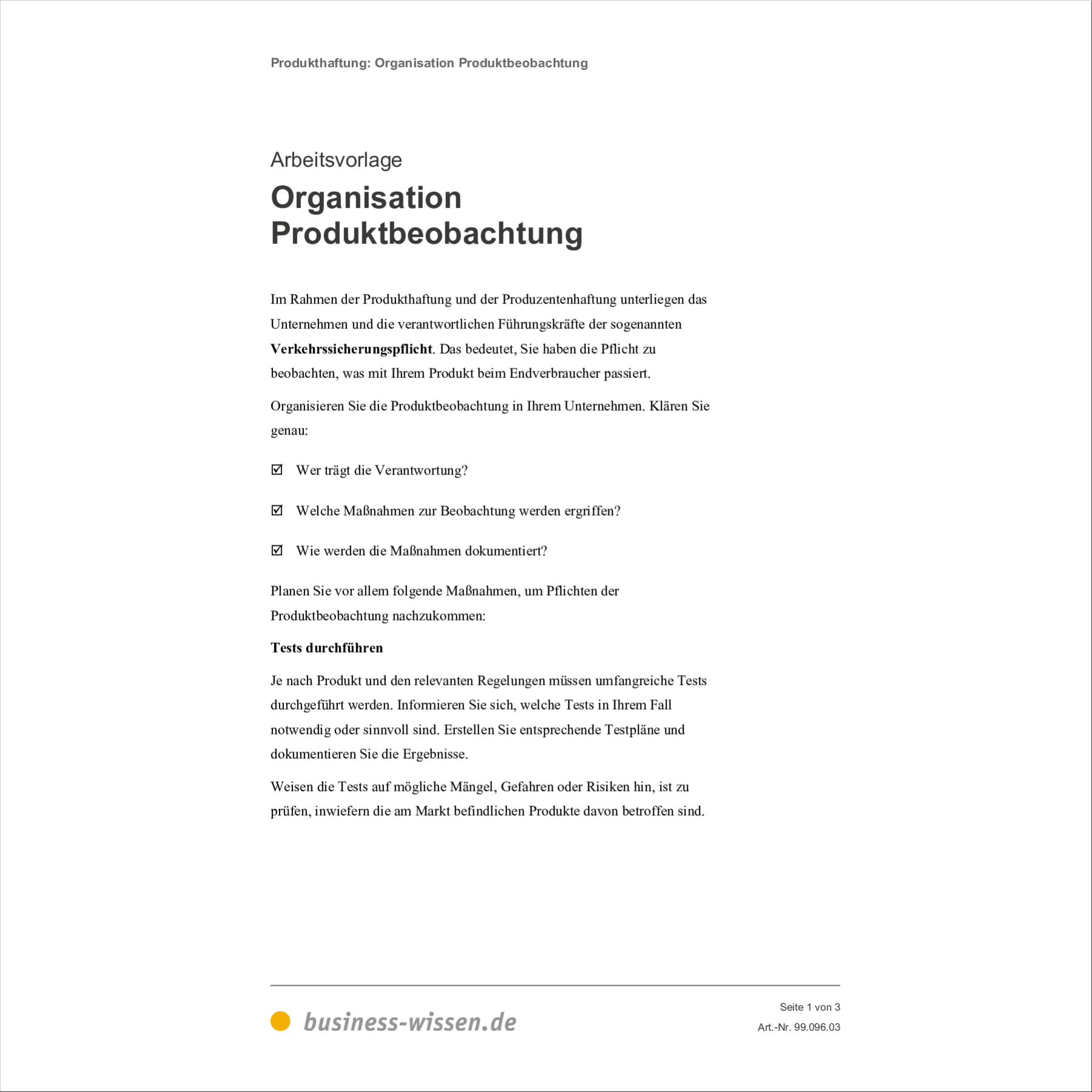 Produkthaftung und Produktsicherheit – Anleitung mit Vorlagen