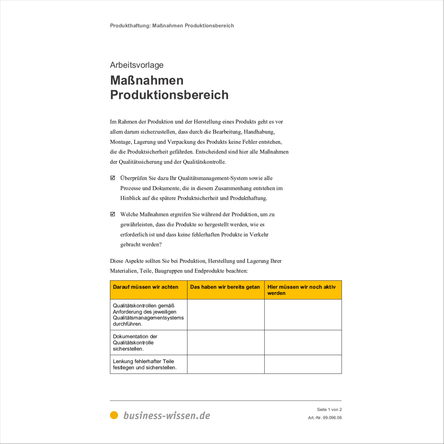 Produkthaftung und Produktsicherheit – Anleitung mit Vorlagen
