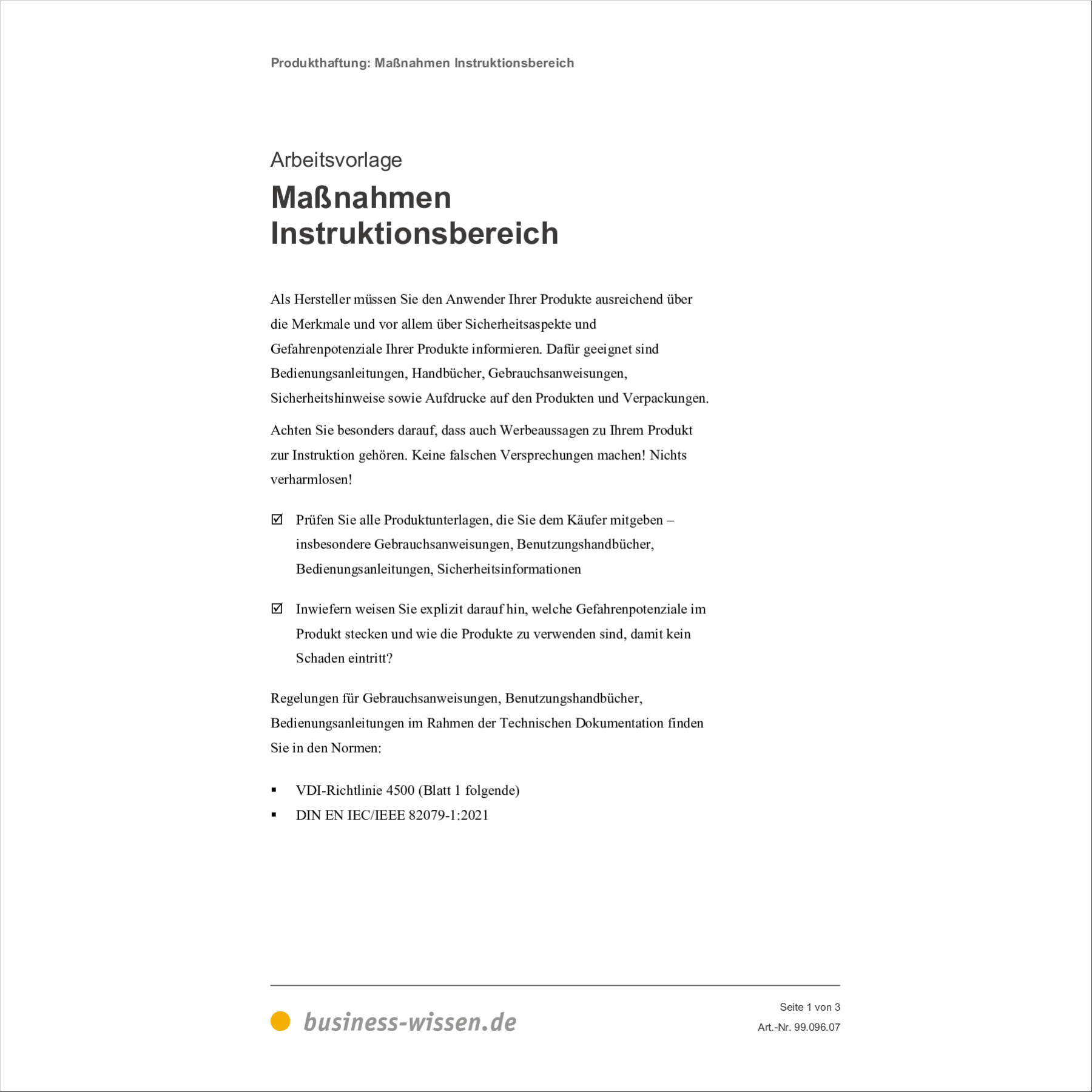 Produkthaftung und Produktsicherheit – Anleitung mit Vorlagen