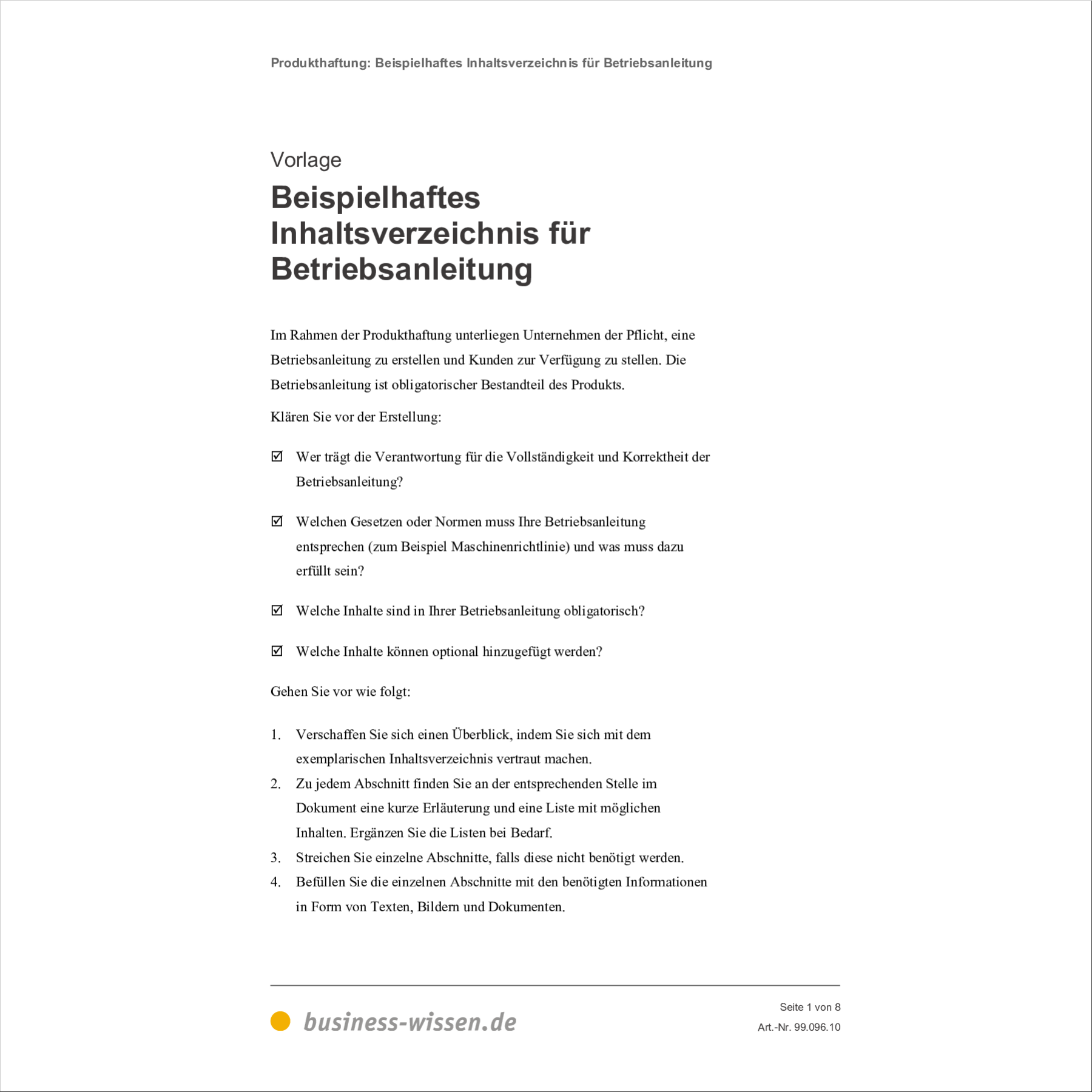 Produkthaftung und Produktsicherheit – Anleitung mit Vorlagen