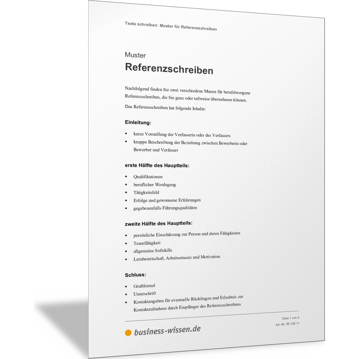 Muster für Referenzschreiben – Vorlage