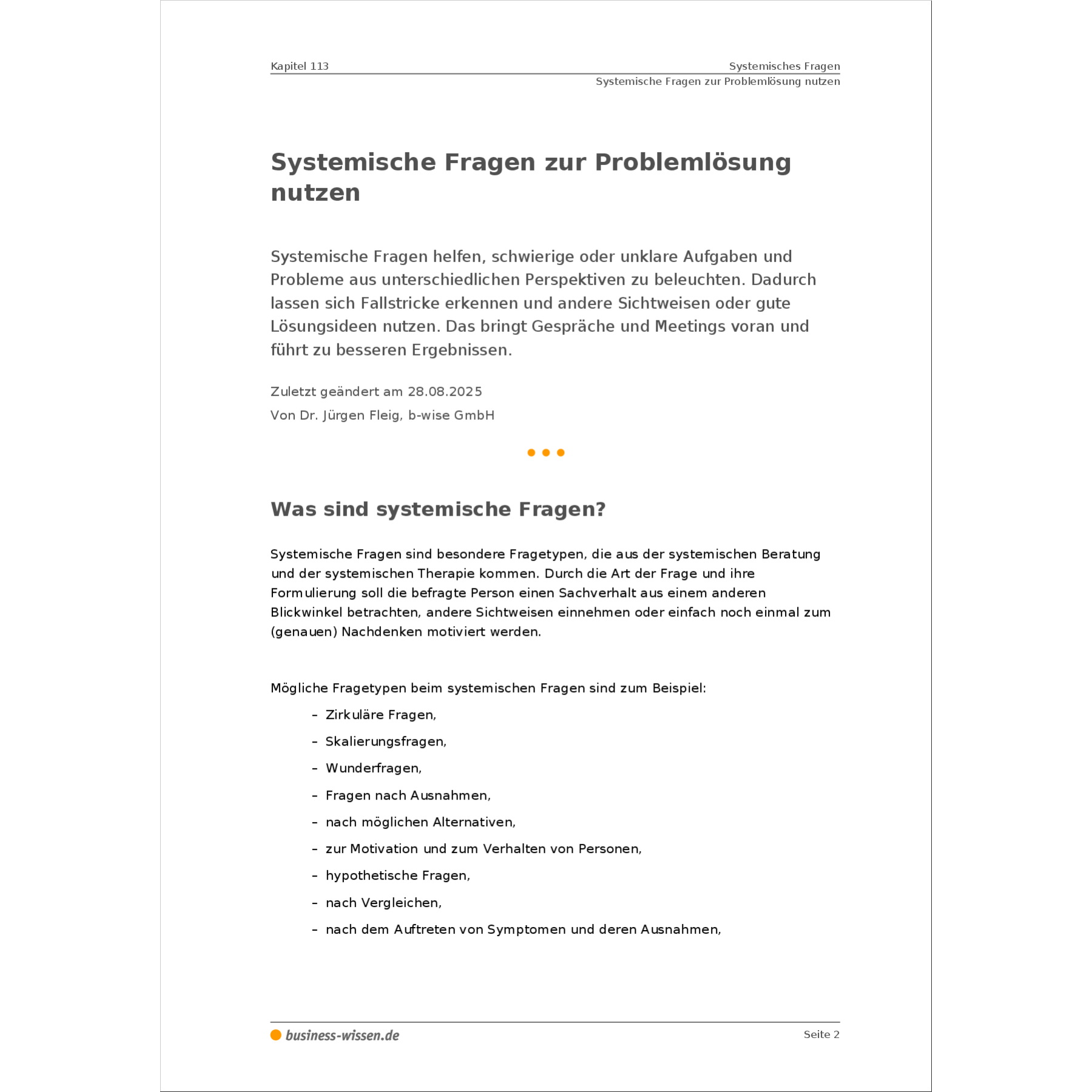 Systemisches Fragen – Anleitung mit Vorlagen