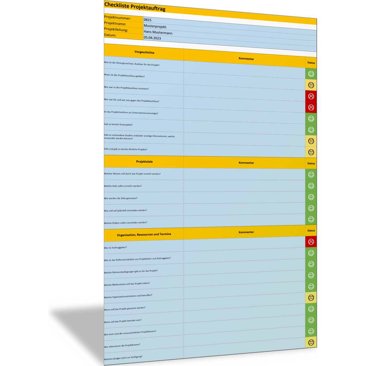 Rahmenbedingungen zum Projektauftrag – Checkliste