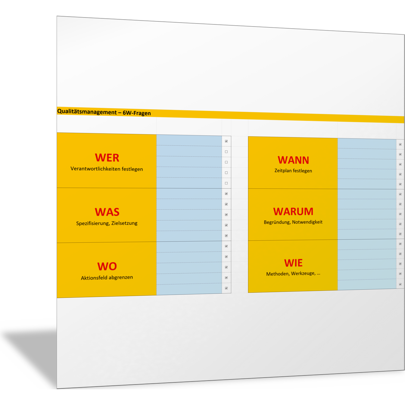 6W-Fragen für das Qualitätsmanagement – Übersicht – Vorlage