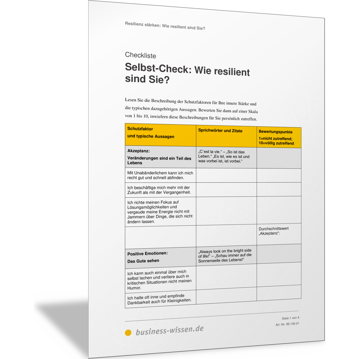 Resilienz-Selbst-Check - Wie resilient sind Sie? – Checkliste