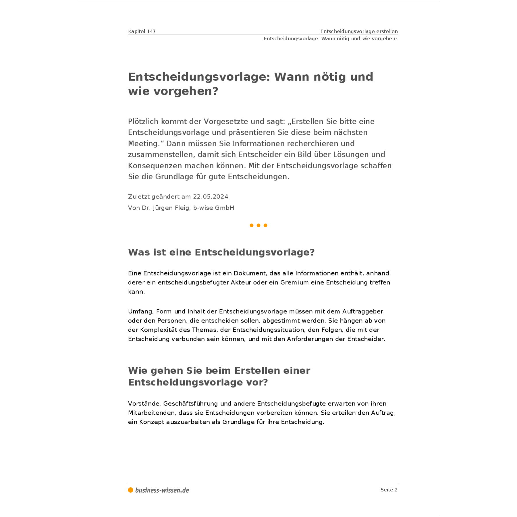 Entscheidungsvorlage erstellen – Anleitung mit Vorlagen