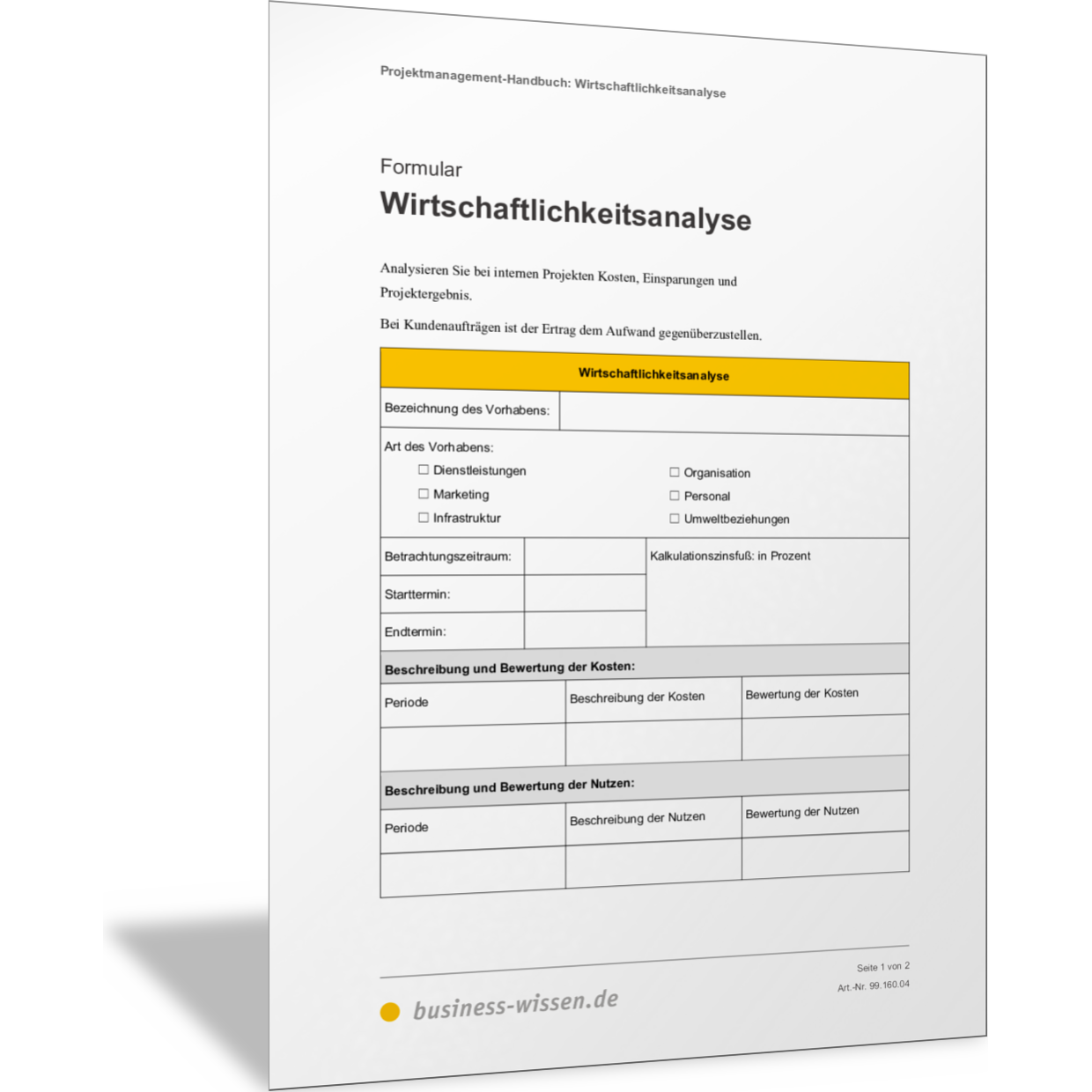 Wirtschaftlichkeitsanalyse – Formular