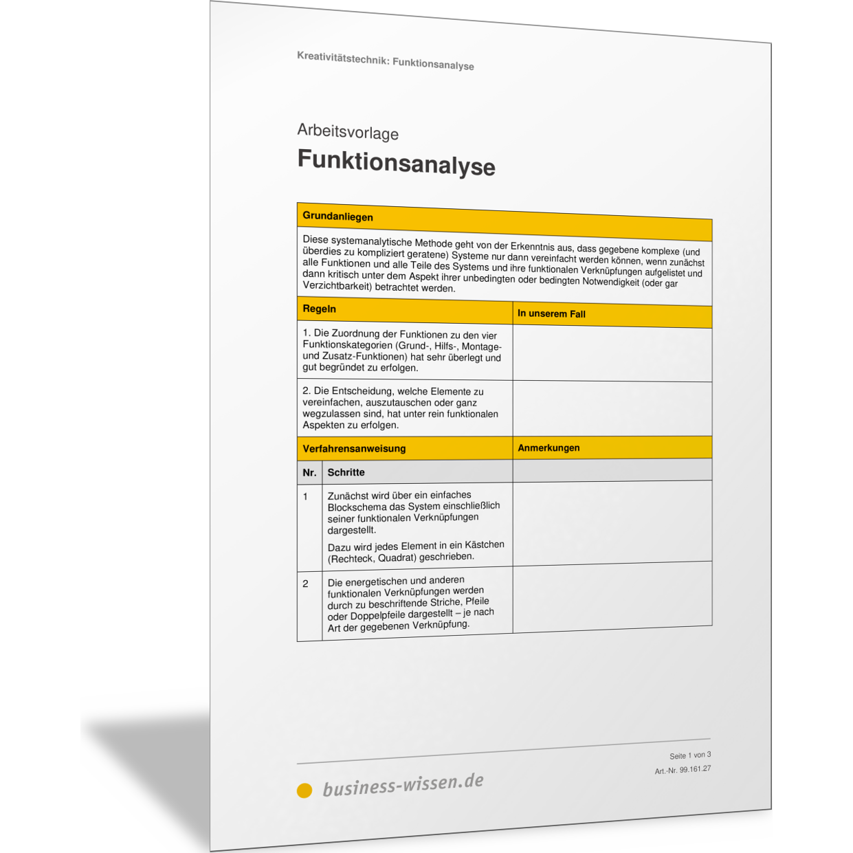 Funktionsanalyse – Vorlage