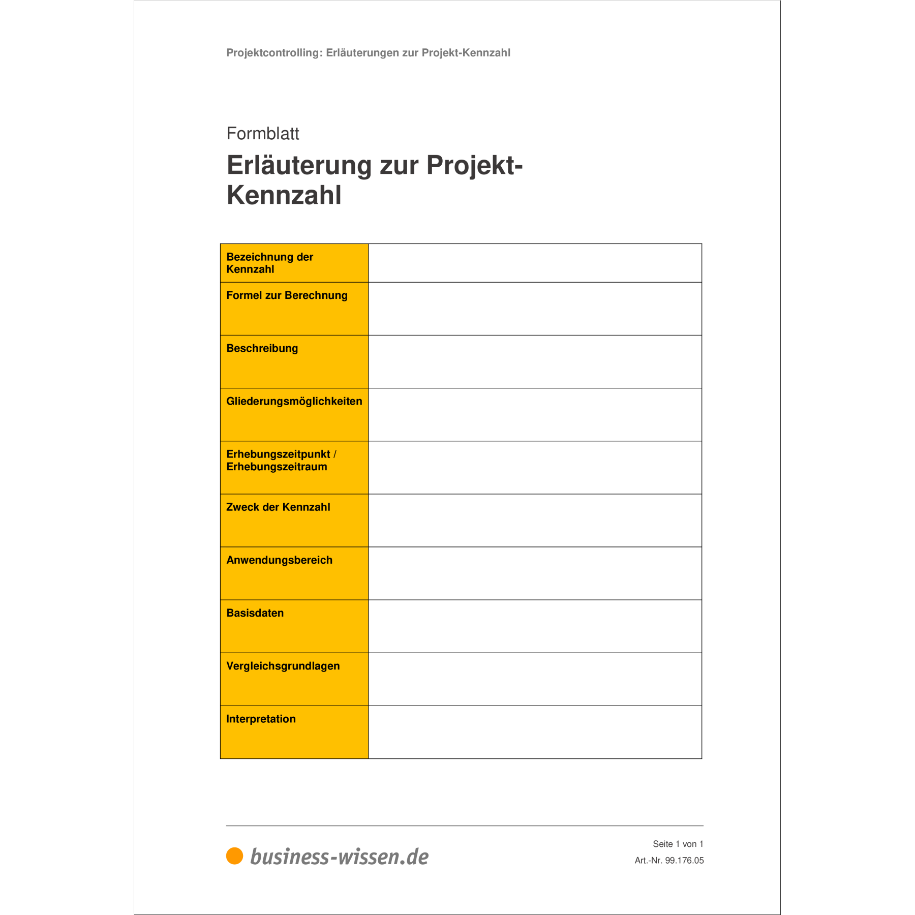 Projektcontrolling Vorlage mit Project-Scorecard & Kennzahlen-Cockpit ...