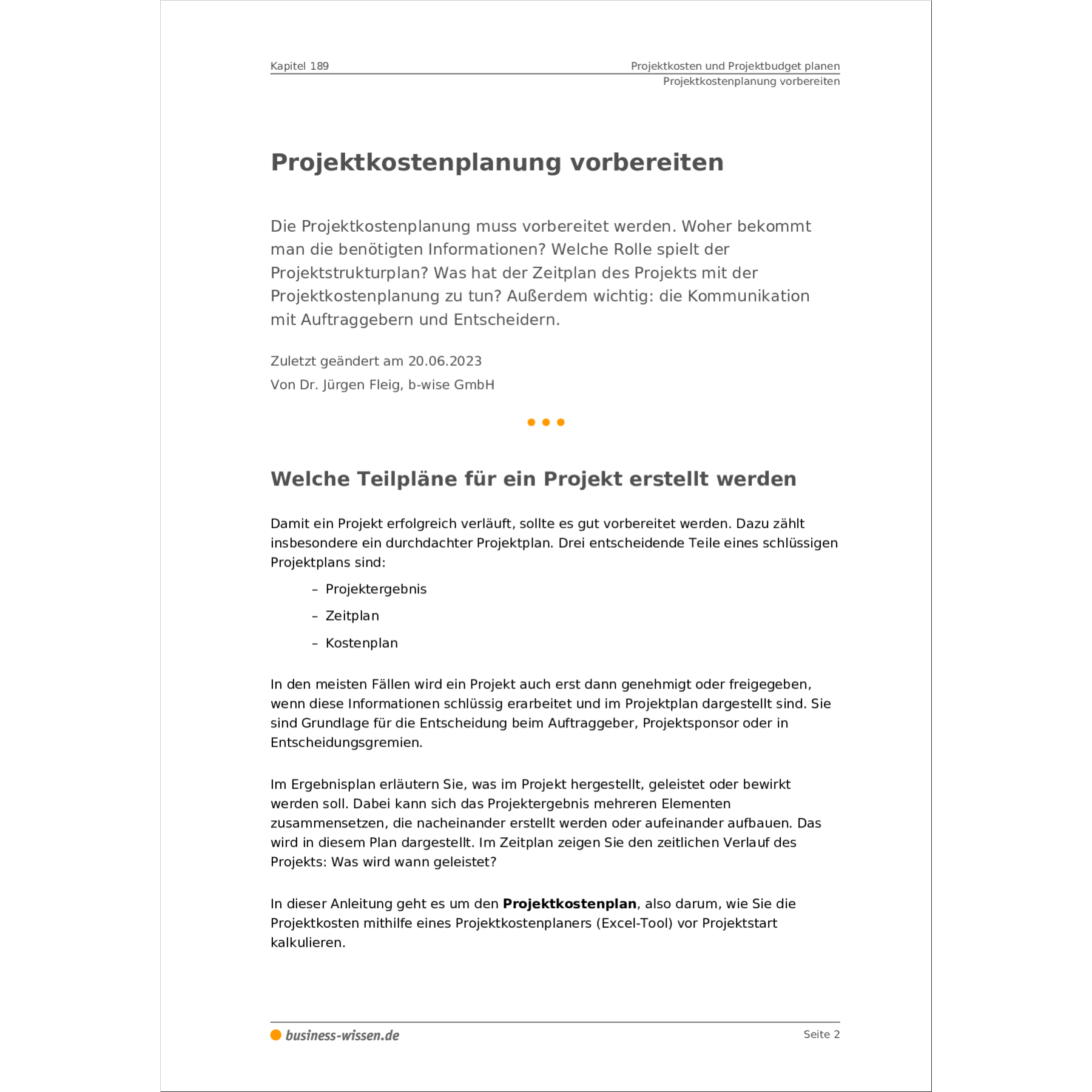 Projektkosten und Projektbudget planen – Anleitung mit Vorlagen