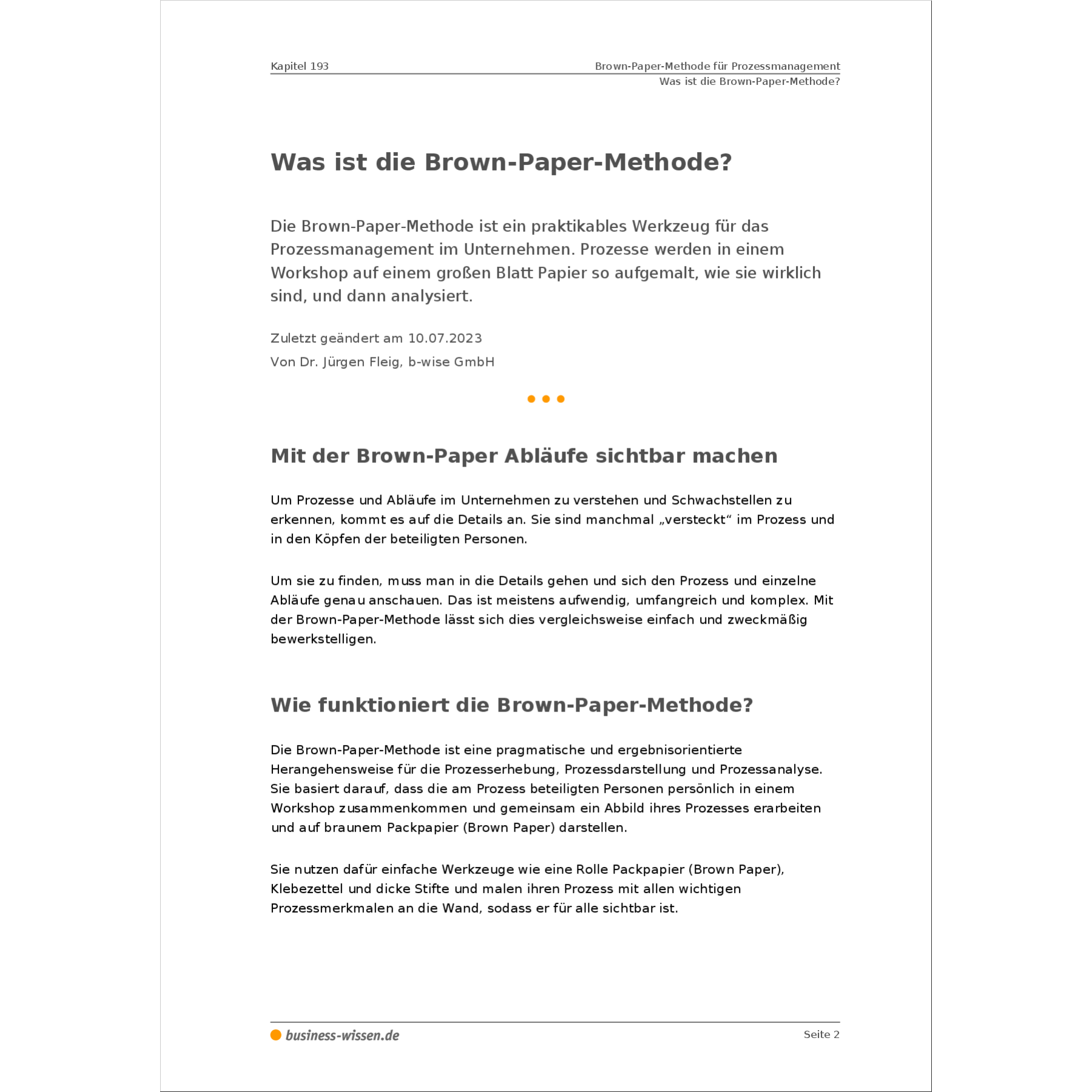 Brown-Paper-Methode für Prozessmanagement – Anleitung mit Vorlagen