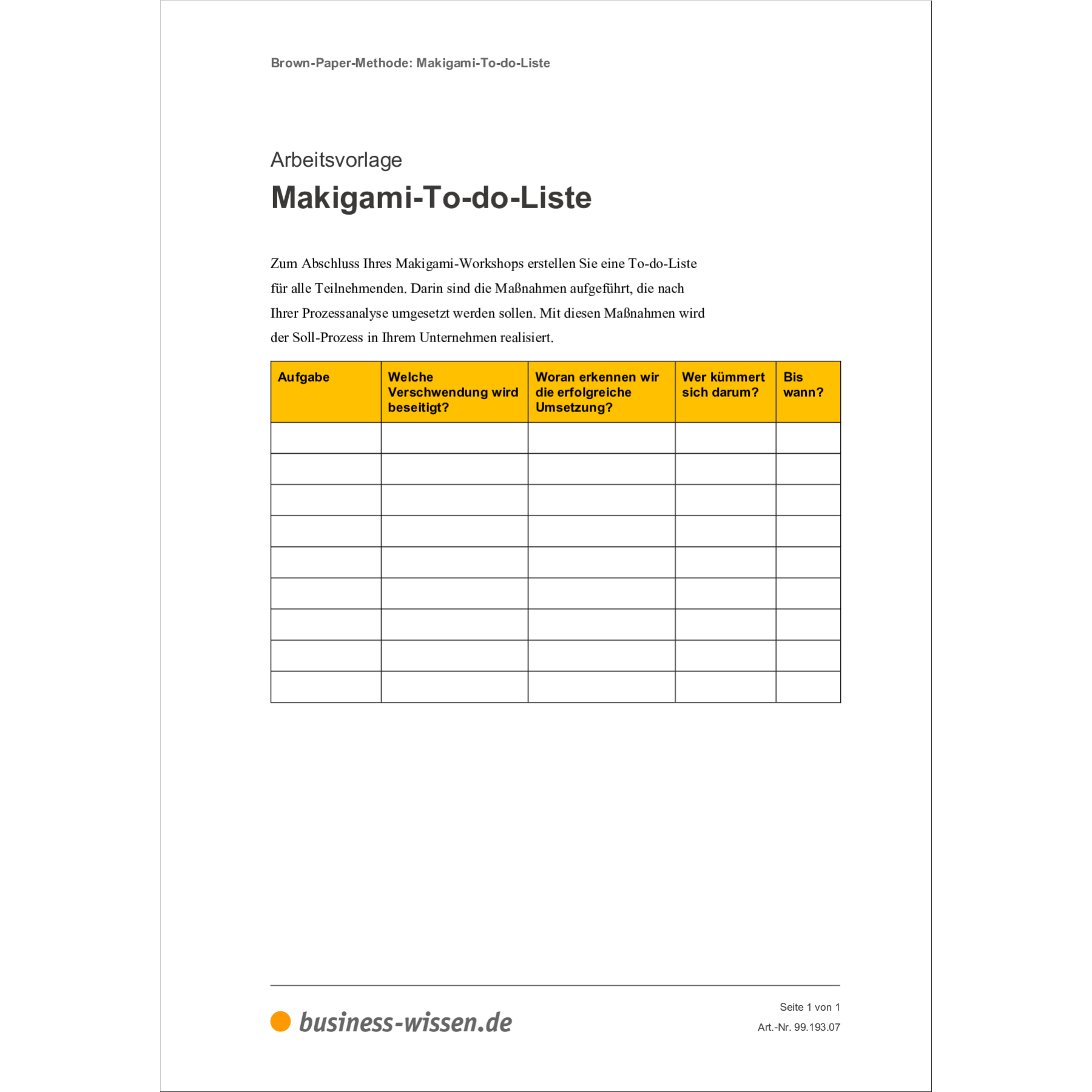 Brown-Paper-Methode für Prozessmanagement – Anleitung mit Vorlagen