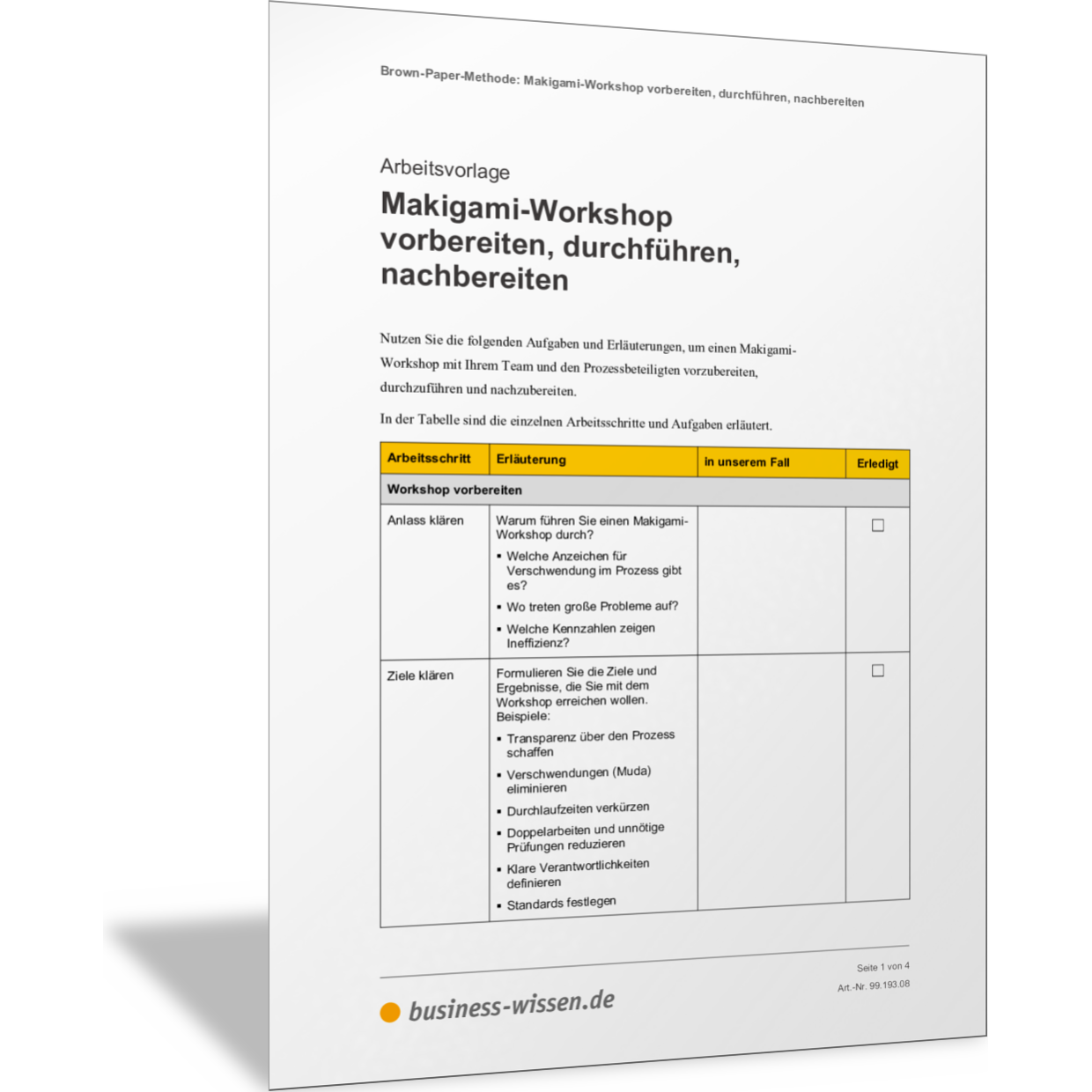 Makigami-Workshop vorbereiten, durchführen, nachbereiten – Vorlage