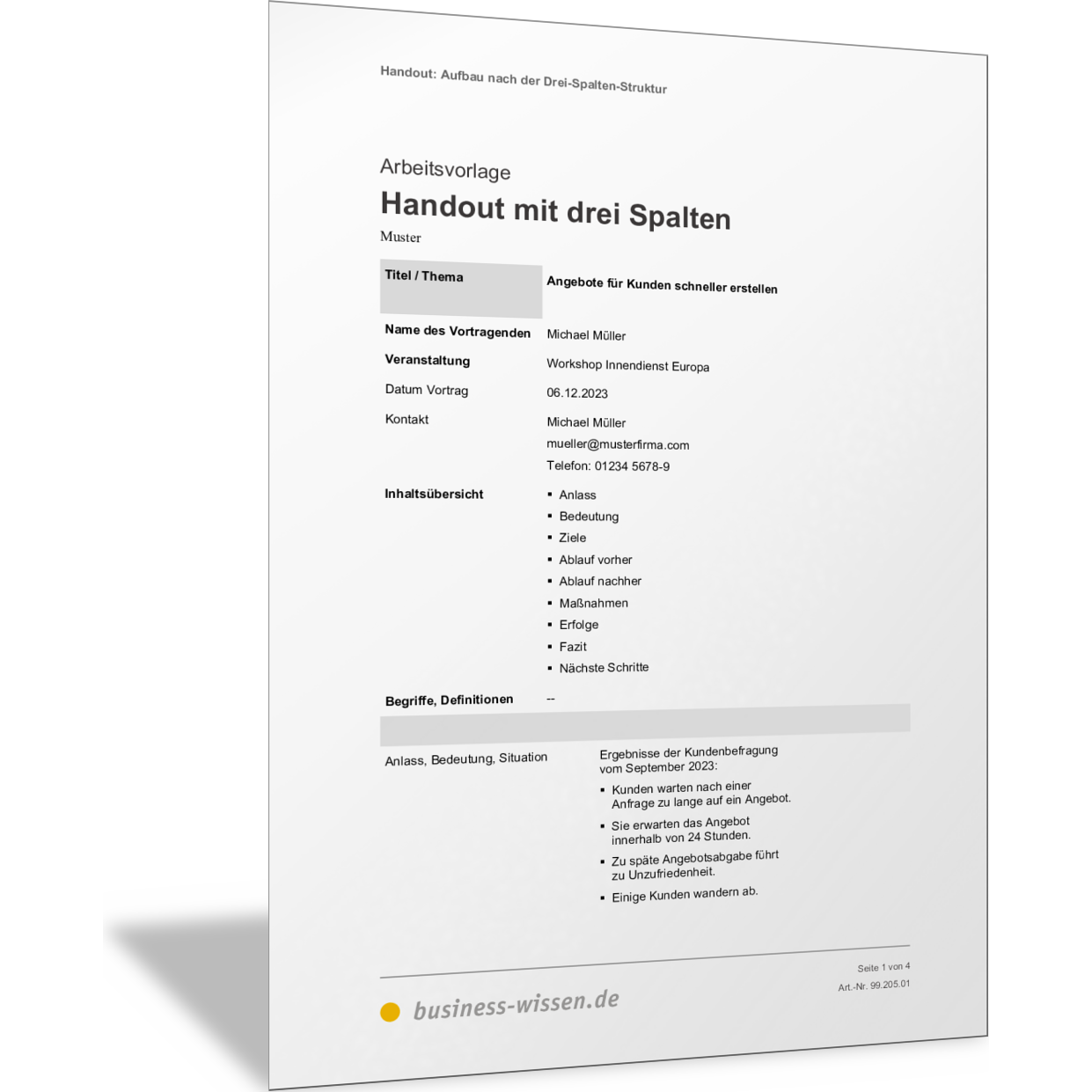 Handout-Muster mit Drei-Spalten-Struktur – Vorlage