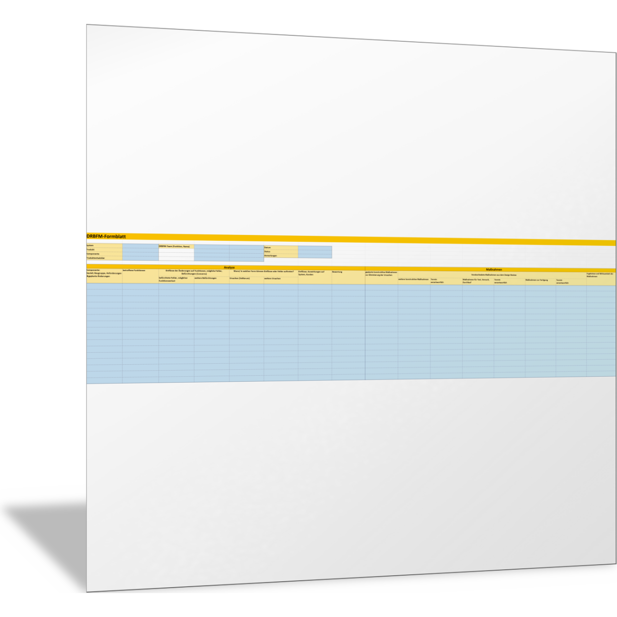 DRBFM-Formblatt (Excel) – Excel-Vorlage