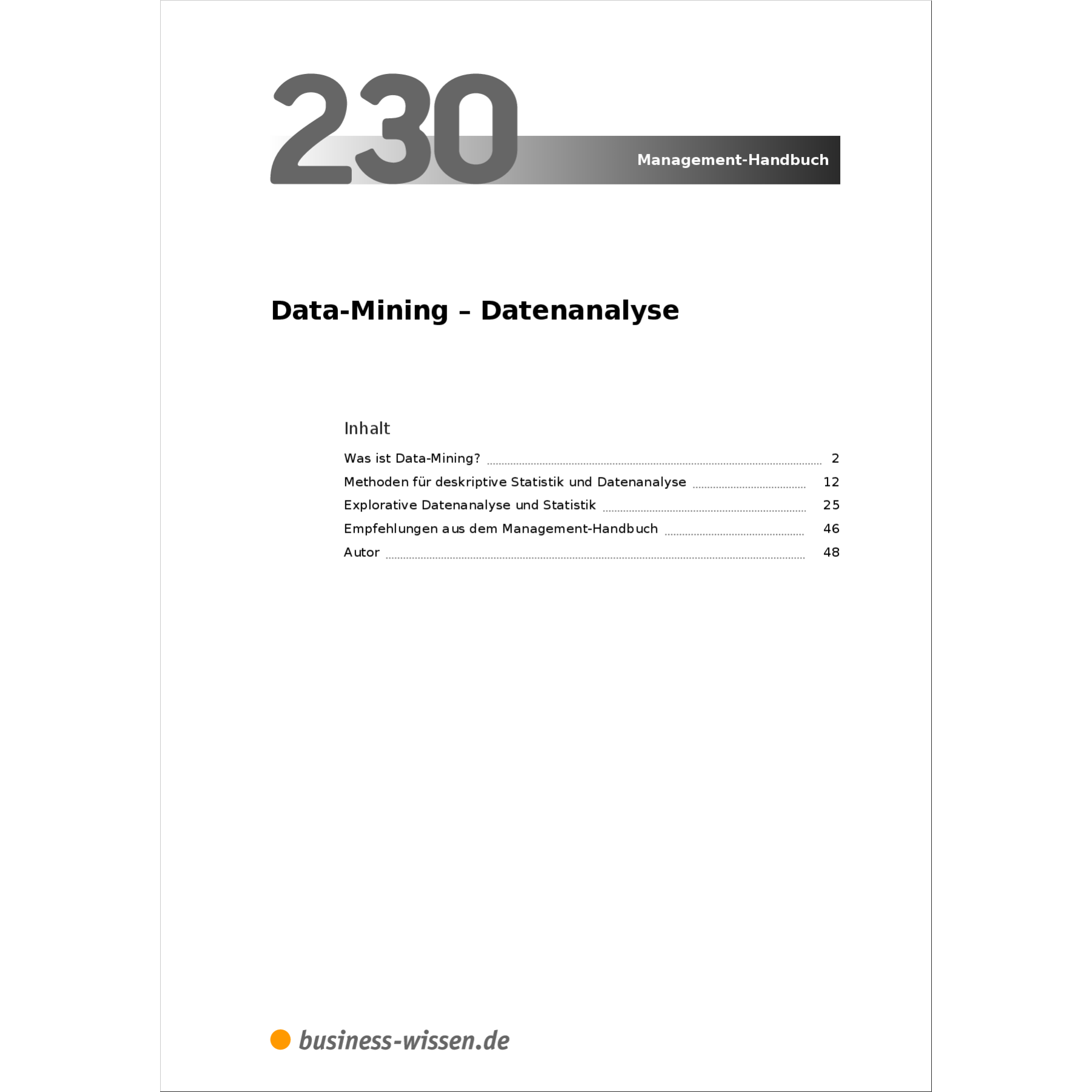 Data-Mining – Datenanalyse – Anleitung mit Vorlagen