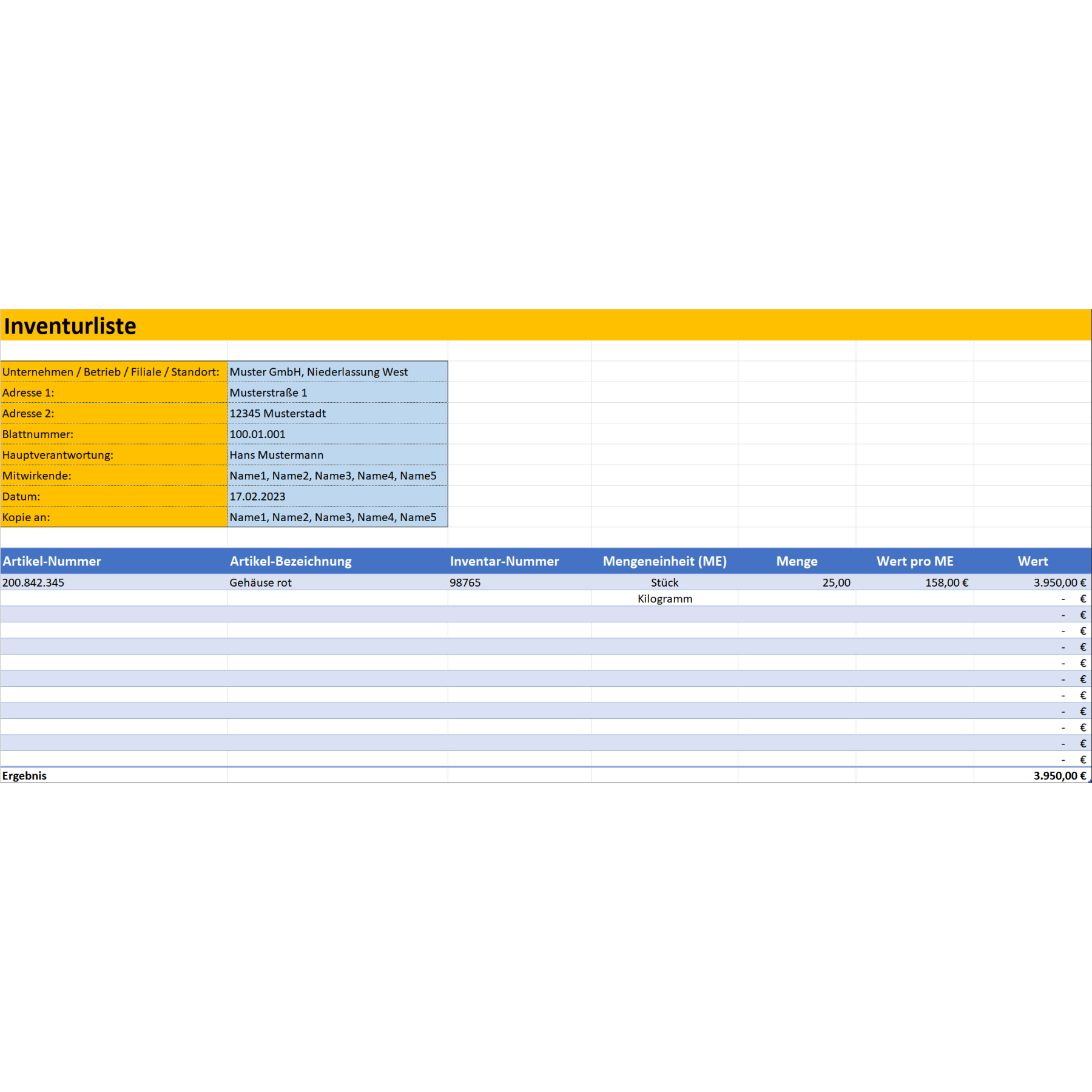 Inventur – Anleitung mit Vorlagen