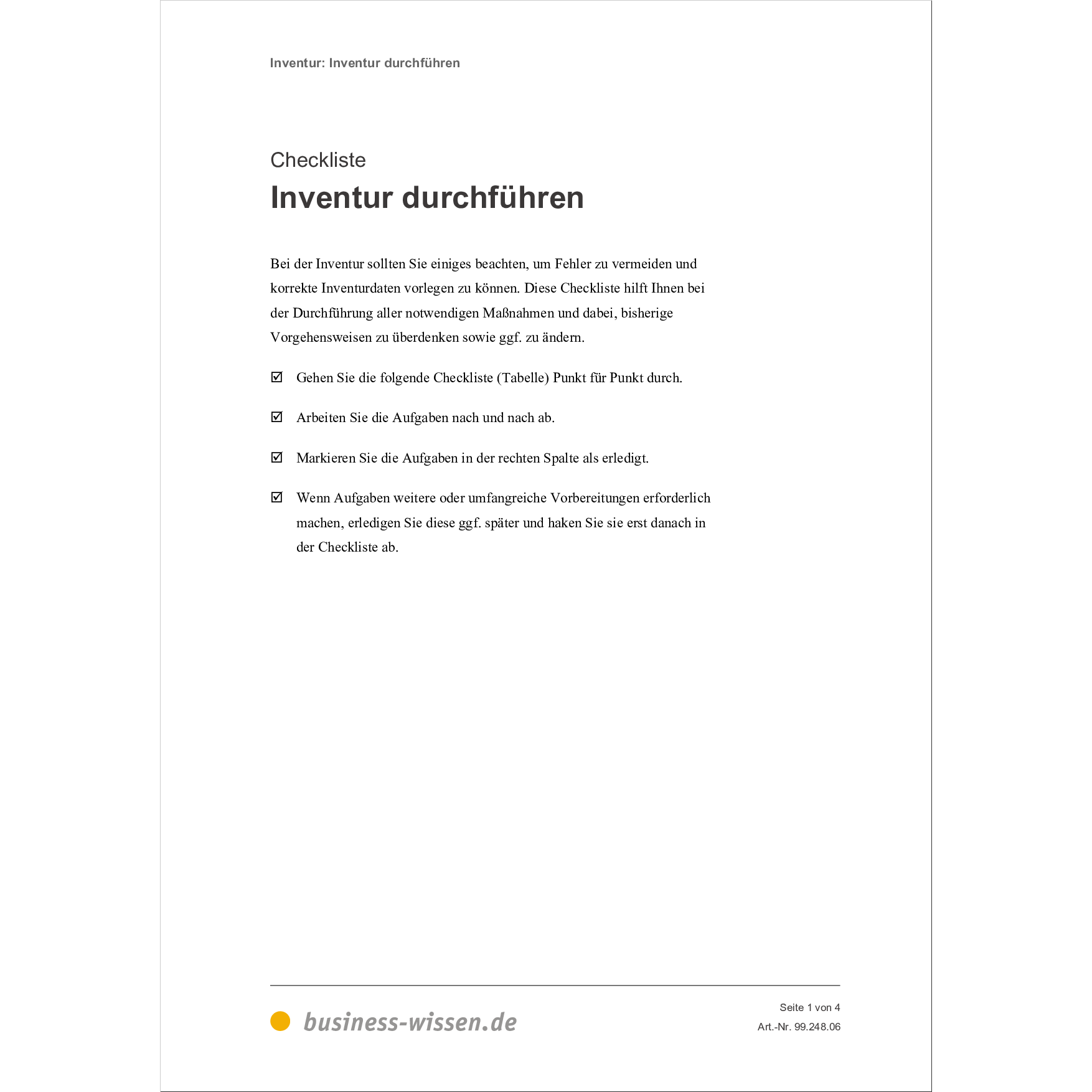 Inventur – Anleitung mit Vorlagen