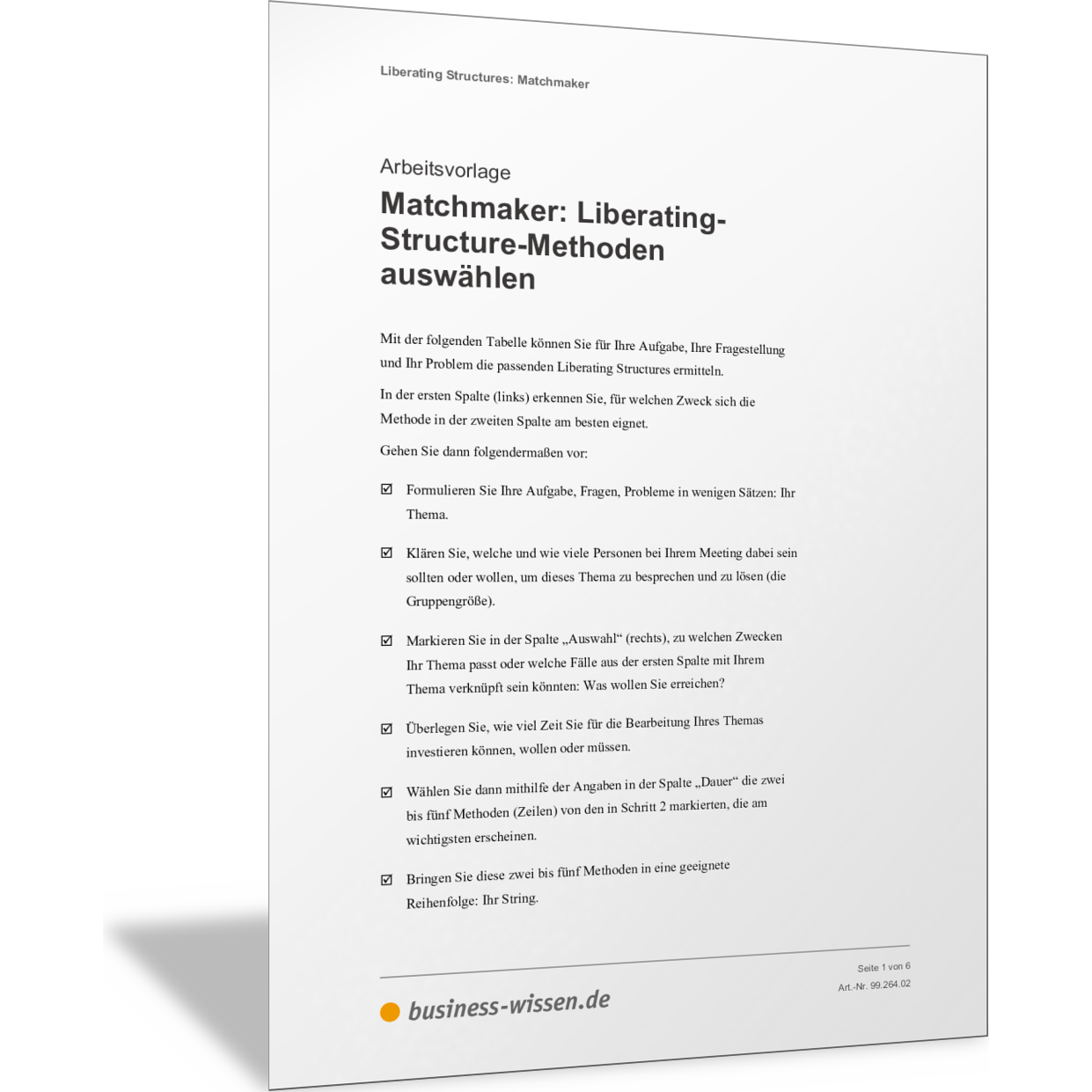 Matchmaker: Liberating-Structure-Methoden auswählen – Vorlage