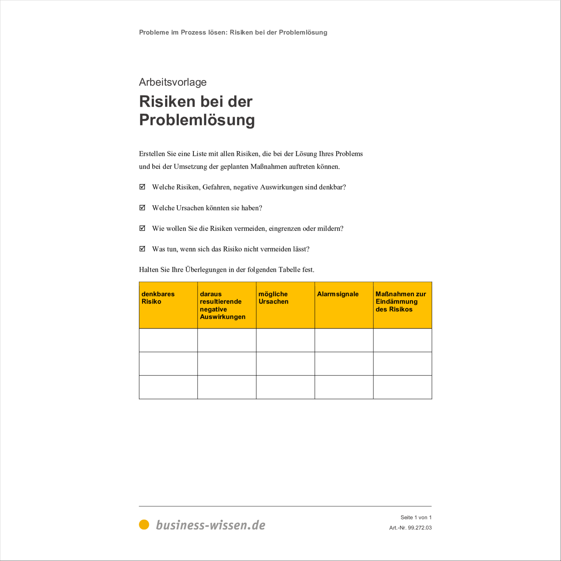Probleme im Prozess lösen – Anleitung mit Vorlagen