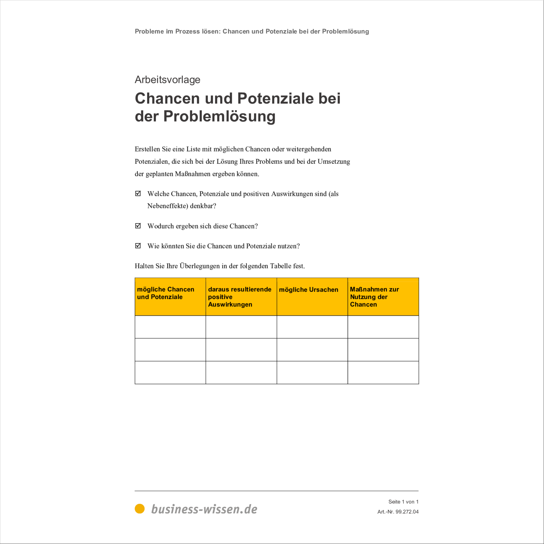 Probleme im Prozess lösen – Anleitung mit Vorlagen