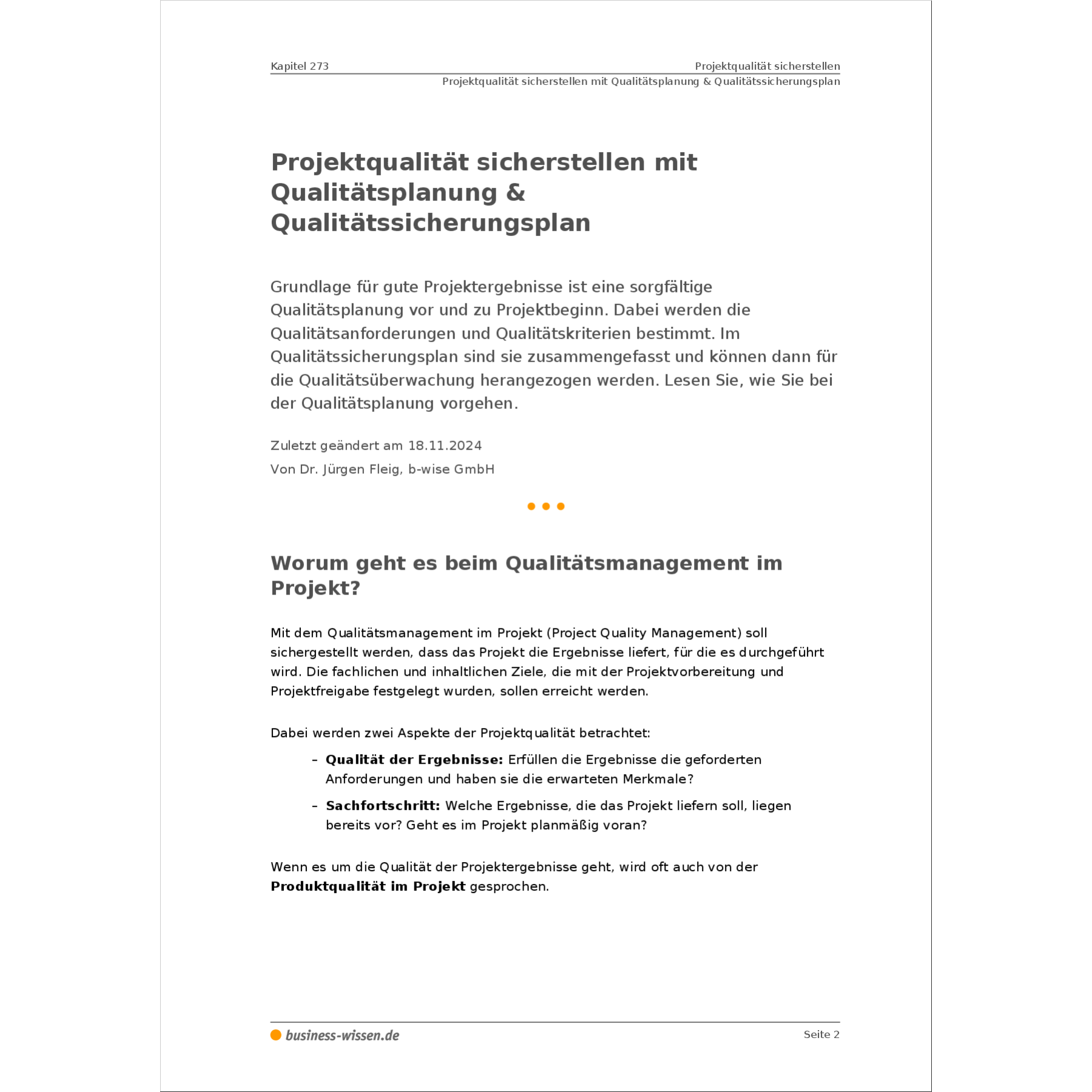 Projektqualität sicherstellen – Anleitung mit Vorlagen