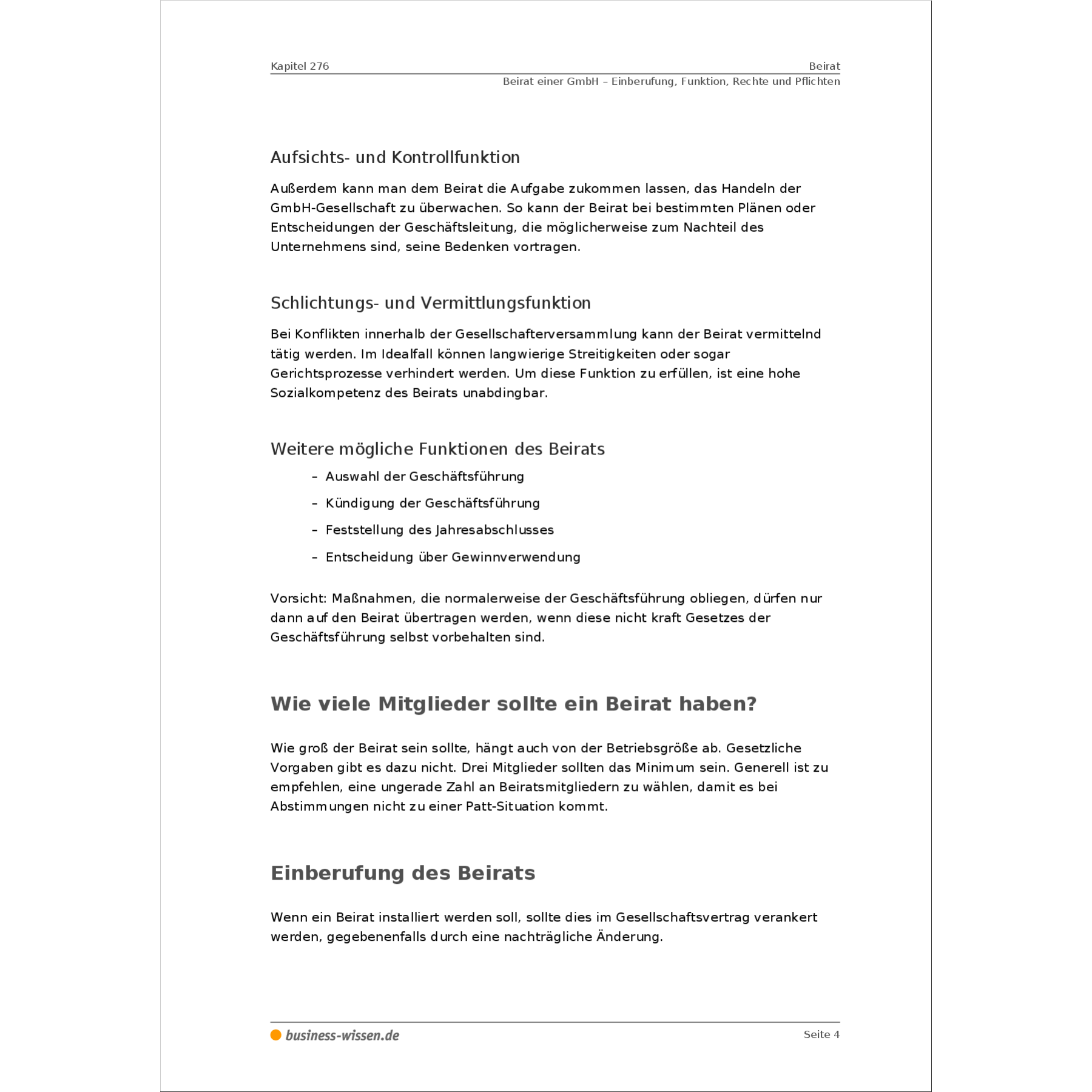 Beirat – Anleitung mit Vorlagen