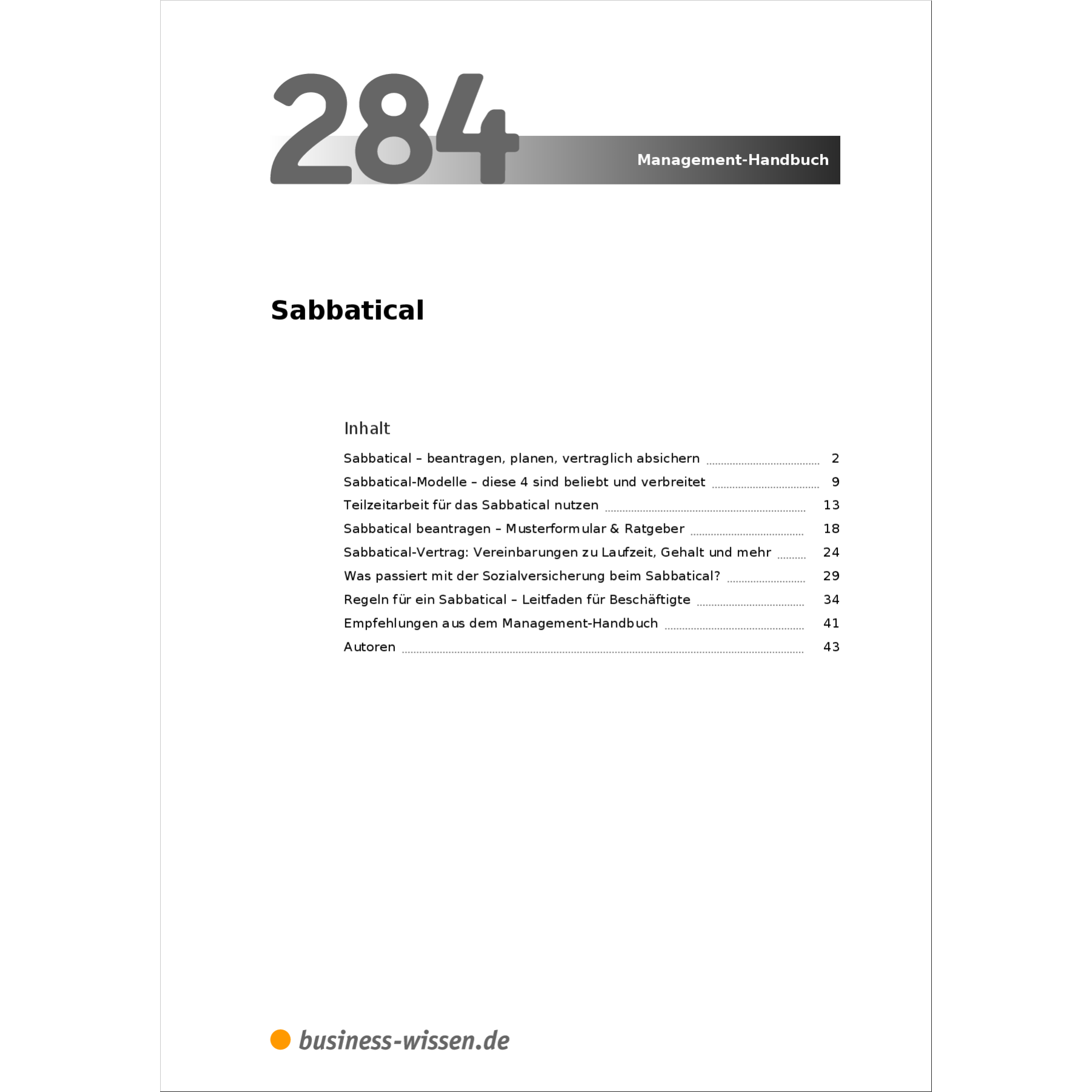 Sabbatical – Anleitung mit Vorlagen